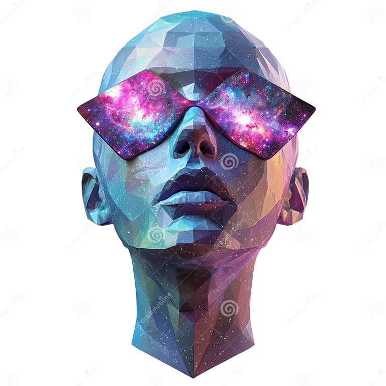 Stargazer with Glowing Patterns of Distant Galaxies Inside the Eyes ...