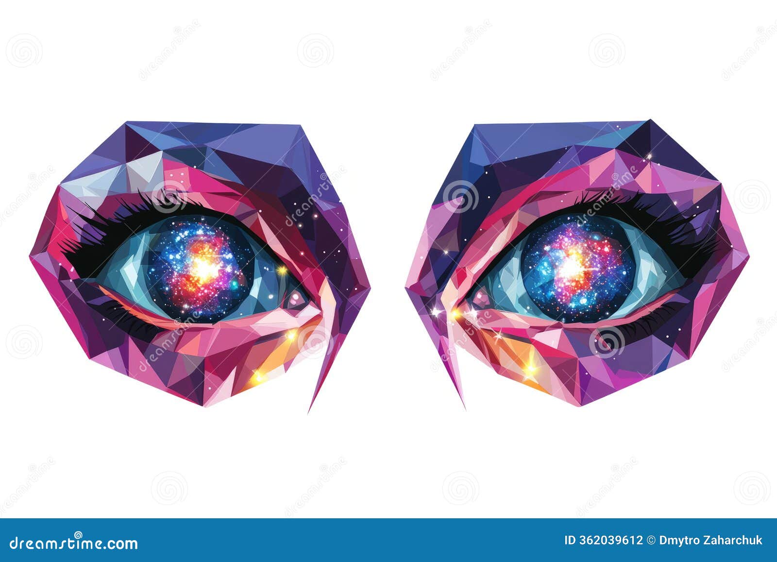 Stargazer with Glowing Patterns of Distant Galaxies Inside the Eyes ...