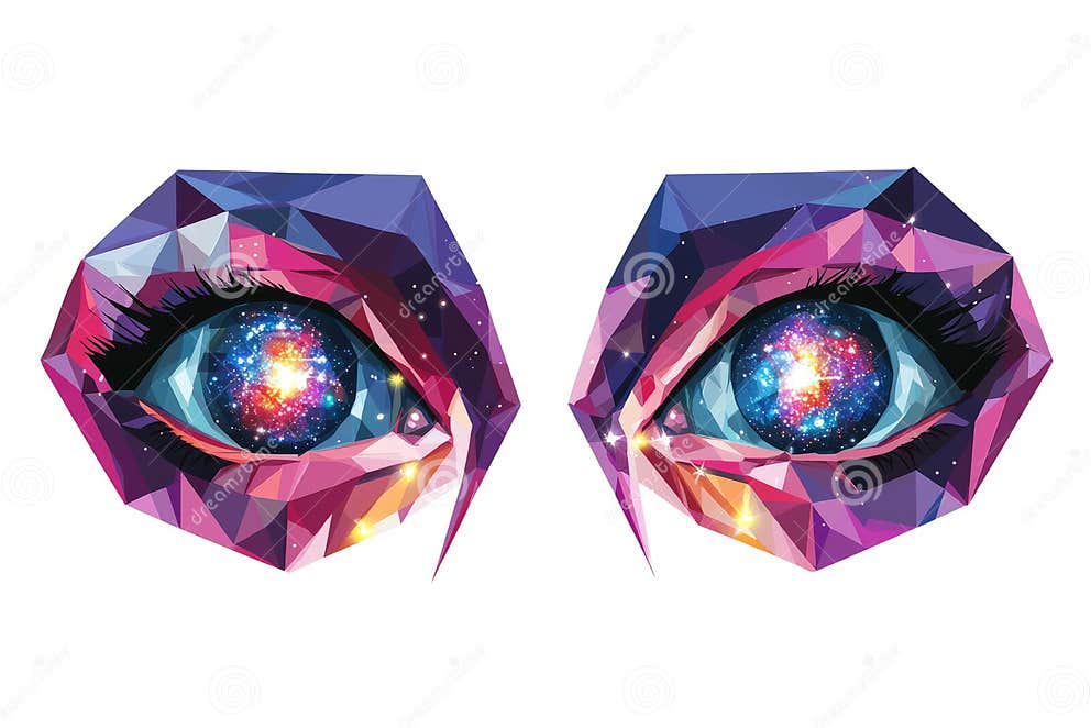 Stargazer with Glowing Patterns of Distant Galaxies Inside the Eyes ...
