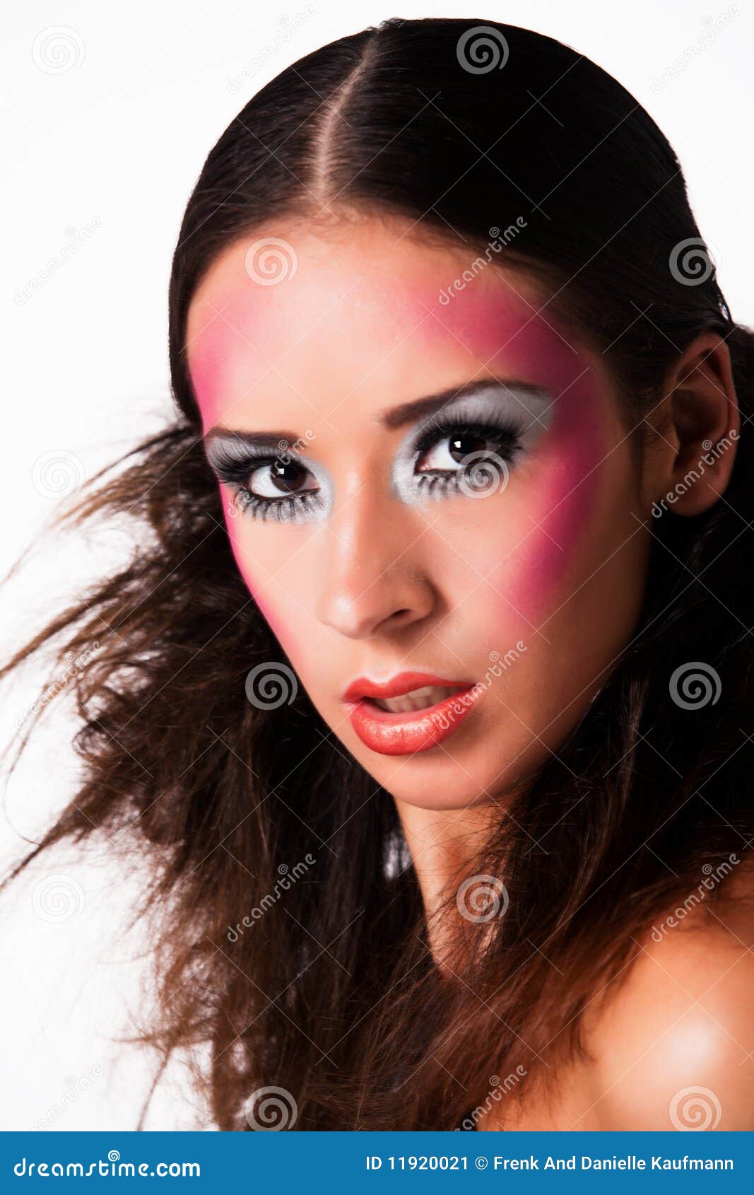 Staring Mixed Raced Girl with Extreme Make-up Stock Image - Image of ...