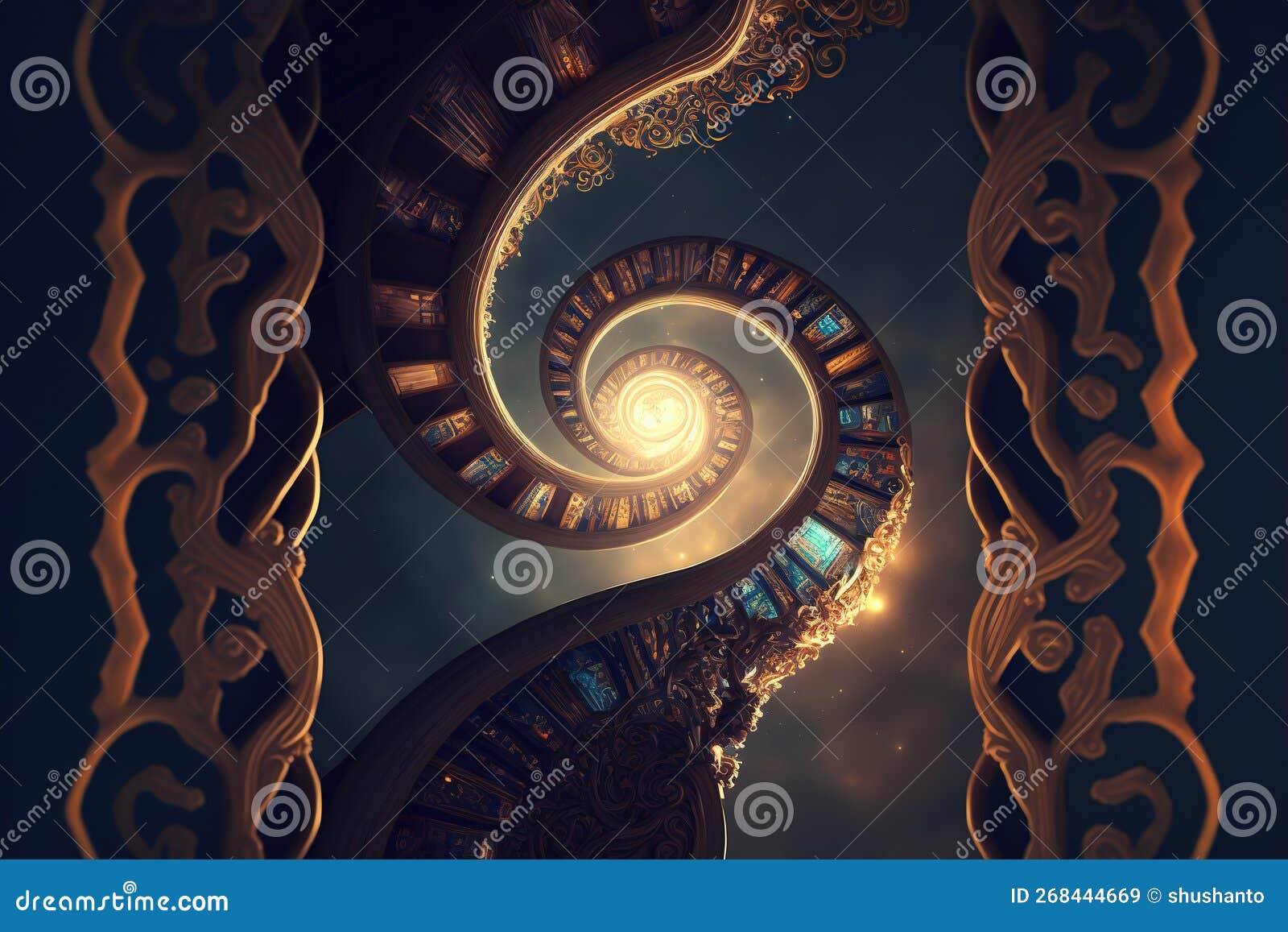 Staring Up Infinite Climbing Celestial Library Spiraling Towards Light ...