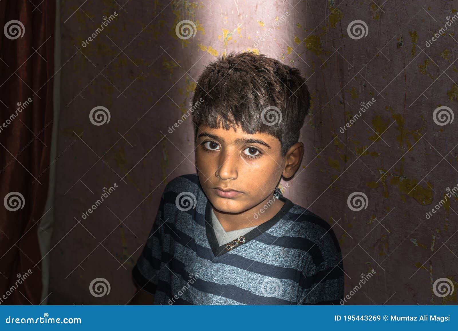 Staring Weak Hungry Child in Inside a Room Stock Image - Image of ...