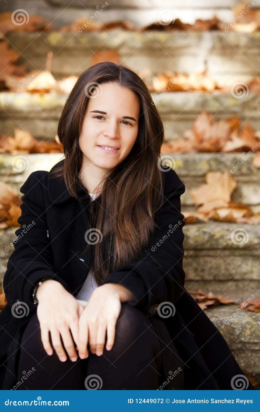 Staring young woman stock photo. Image of sitting, nature - 12449072