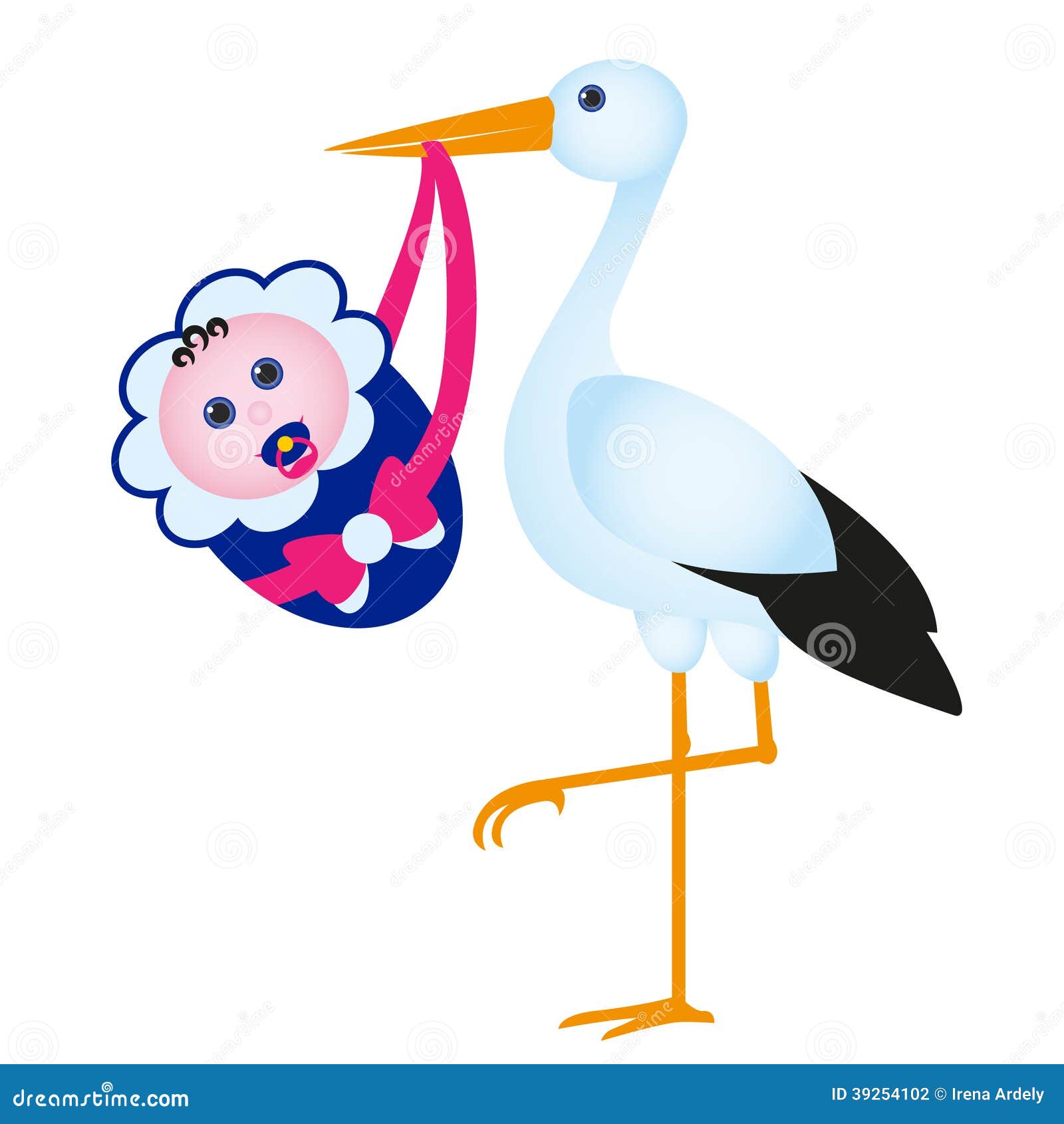 Stark with baby stock vector. Illustration of happy, cartoon - 39254102