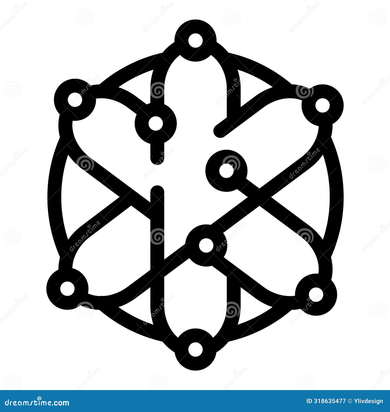 Abstract Black Geometric Network Symbol Stock Illustration ...