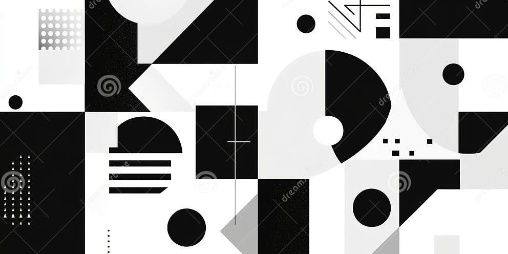 A Stark Black and White Background with Bold Geometric Shapes, Each One ...