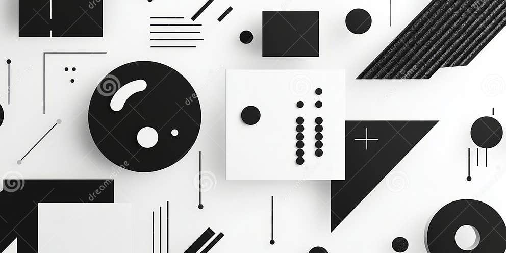 A Stark Black and White Background with Bold Geometric Shapes, Each One ...