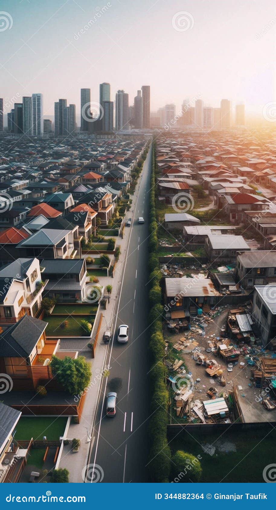 Stark Contrast: Wealth Vs. Poverty in a Single Frame. Stock ...