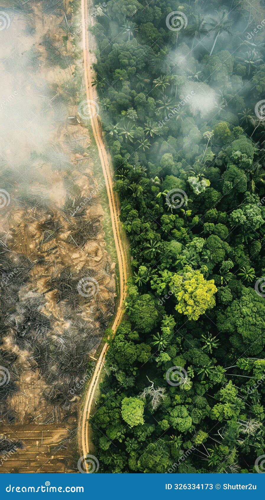 The Stark Divide of Nature and Deforestation Captured from Above Urging ...