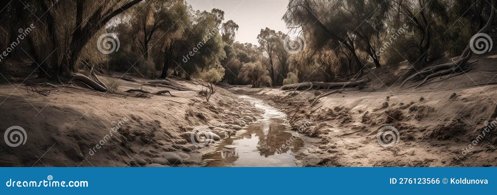 A Stark and Evocative Image of a Dry Riverbed, Showing the Devastating ...