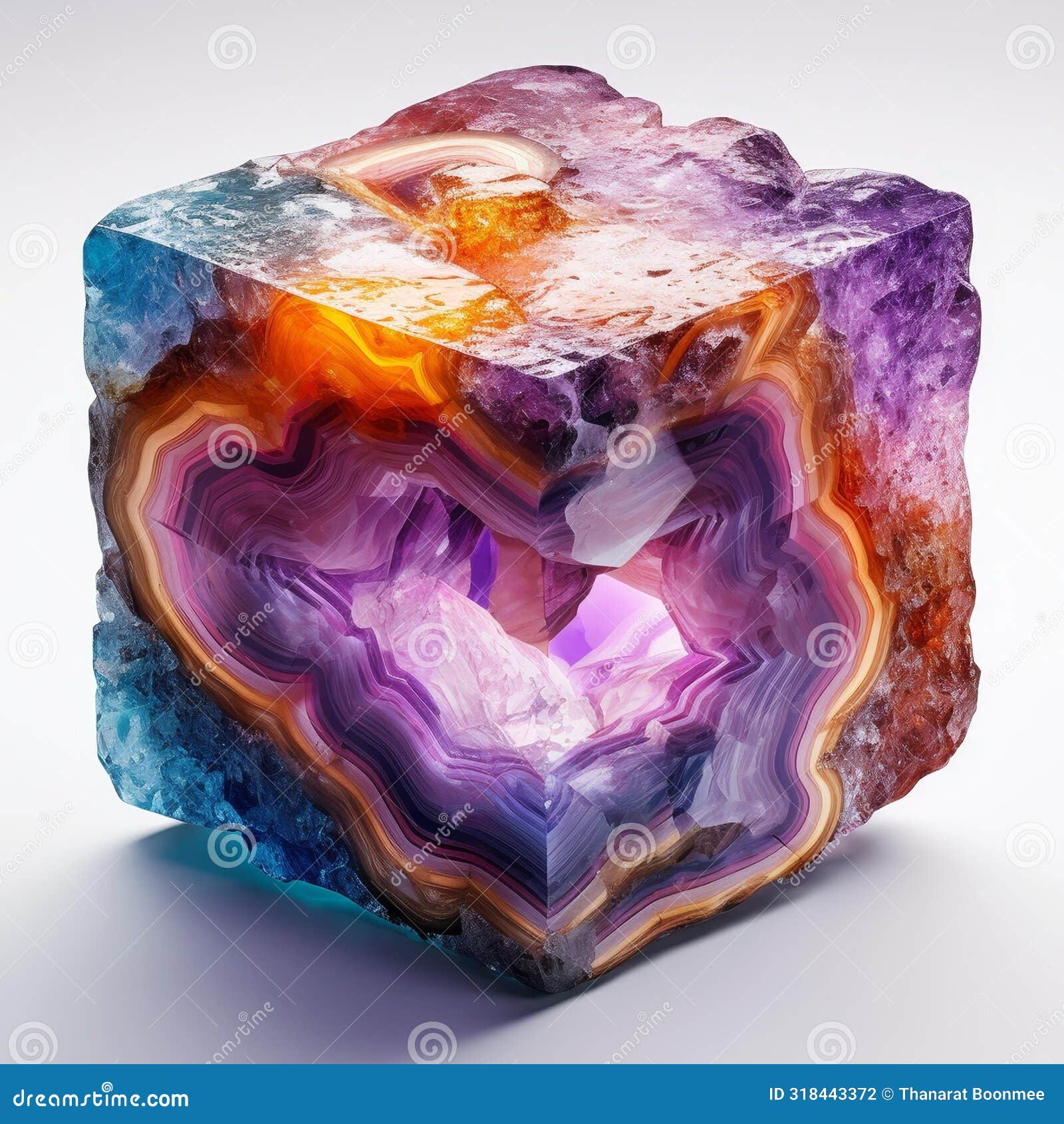 A Stark Geode Cube, Vividly Contrasting Against a White Backdrop, Ai ...