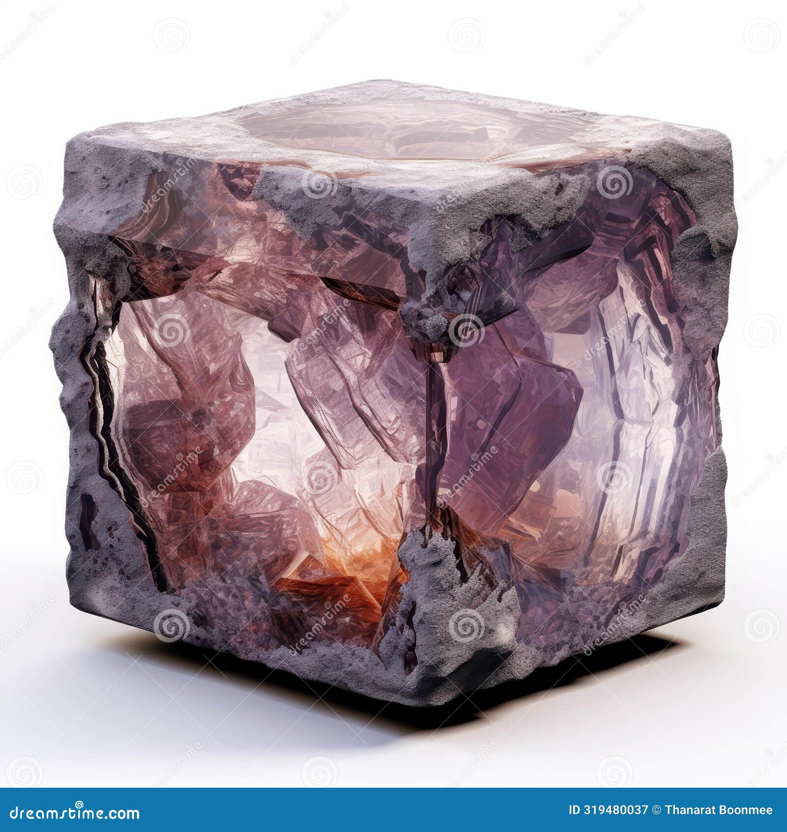 A Stark Geode Cube, Vividly Contrasting Against a White Backdrop, Ai ...