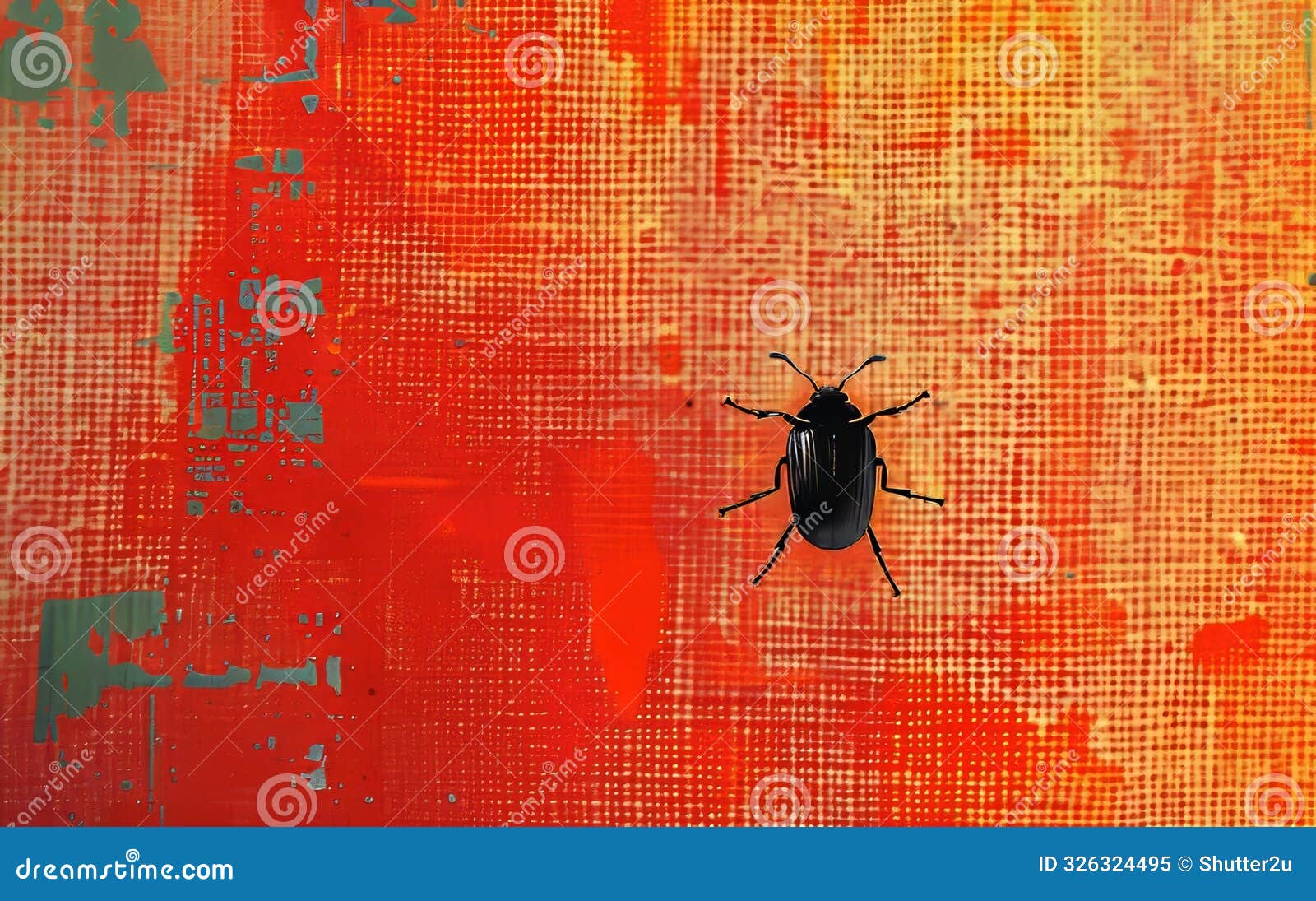 A Stark Minimalist Depiction of a Lone Pixel Bug Disrupting the ...