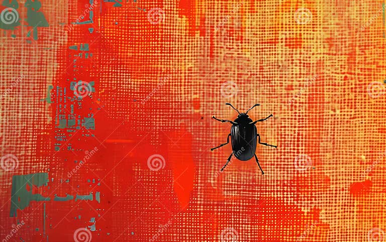 A Stark Minimalist Depiction of a Lone Pixel Bug Disrupting the ...