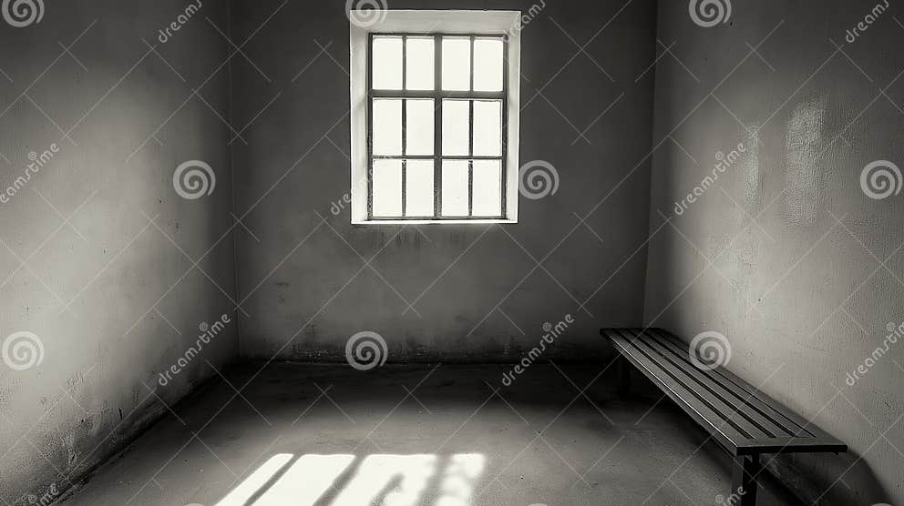 Stark and Oppressive Atmosphere in an Empty Prison Cell with Plain ...