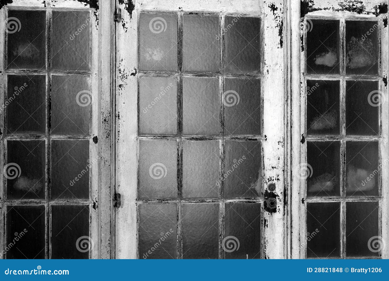 Stark White of Scarred Metal Doors Stock Photo - Image of locked ...