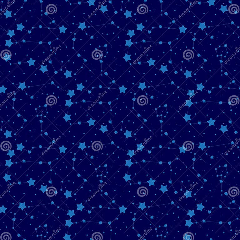Starlight Constellations Seamless Pattern Vector Illustration. Magic ...