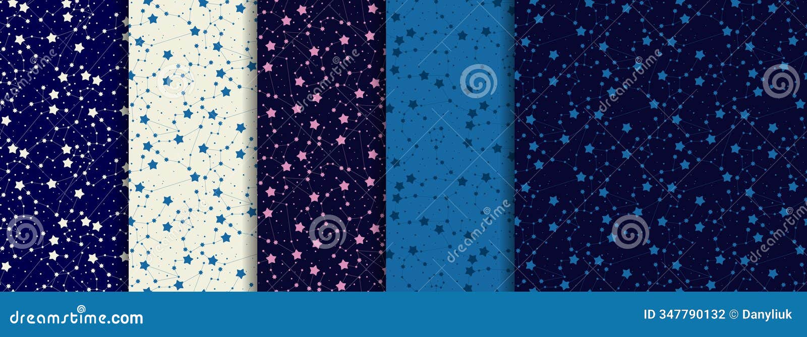 Starlight Constellations Seamless Pattern Vector Illustration. Magic ...
