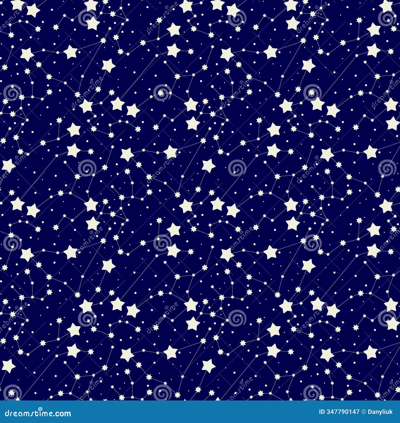 Starlight Constellations Seamless Pattern Vector Illustration. Magic Night Starry Sky Repeated ...