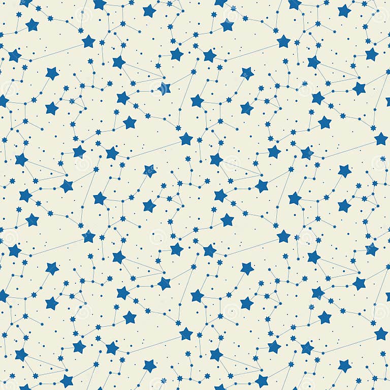 Starlight Constellations Seamless Pattern Vector Illustration. Magic Night Starry Sky Repeated ...