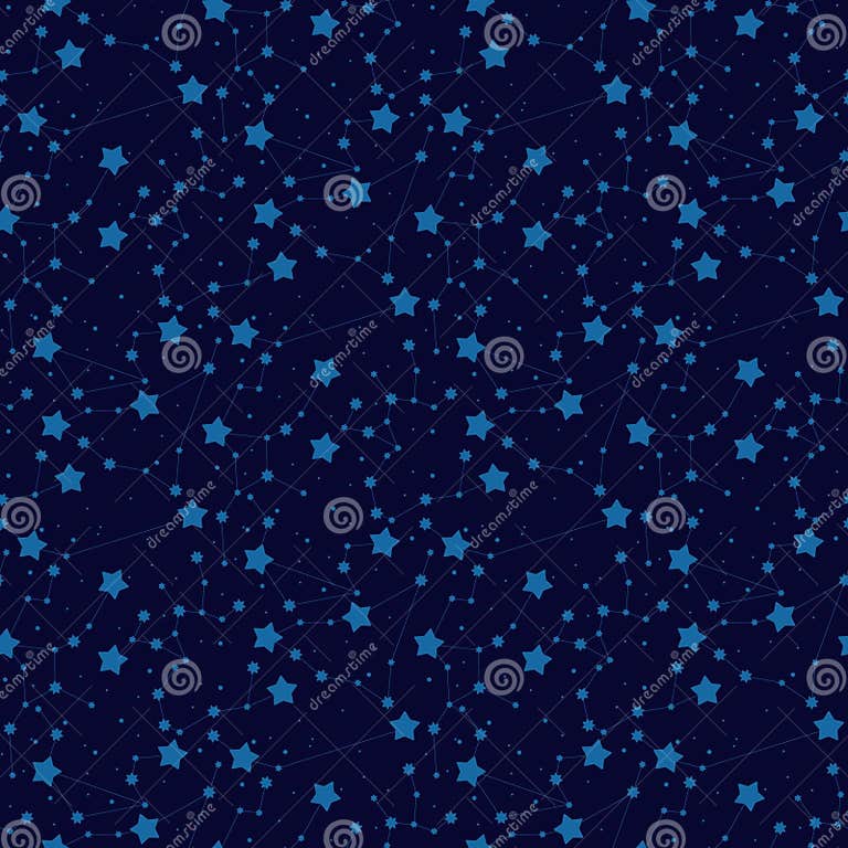 Starlight Constellations Seamless Pattern Vector Illustration. Magic ...