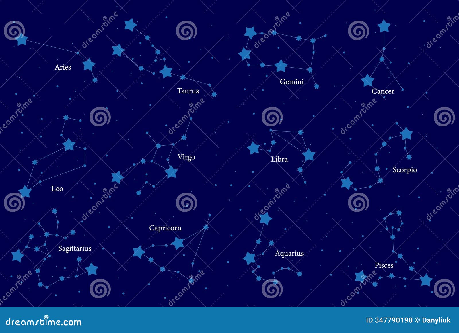 Starlight Constellations Seamless Pattern Vector Illustration. Magic ...