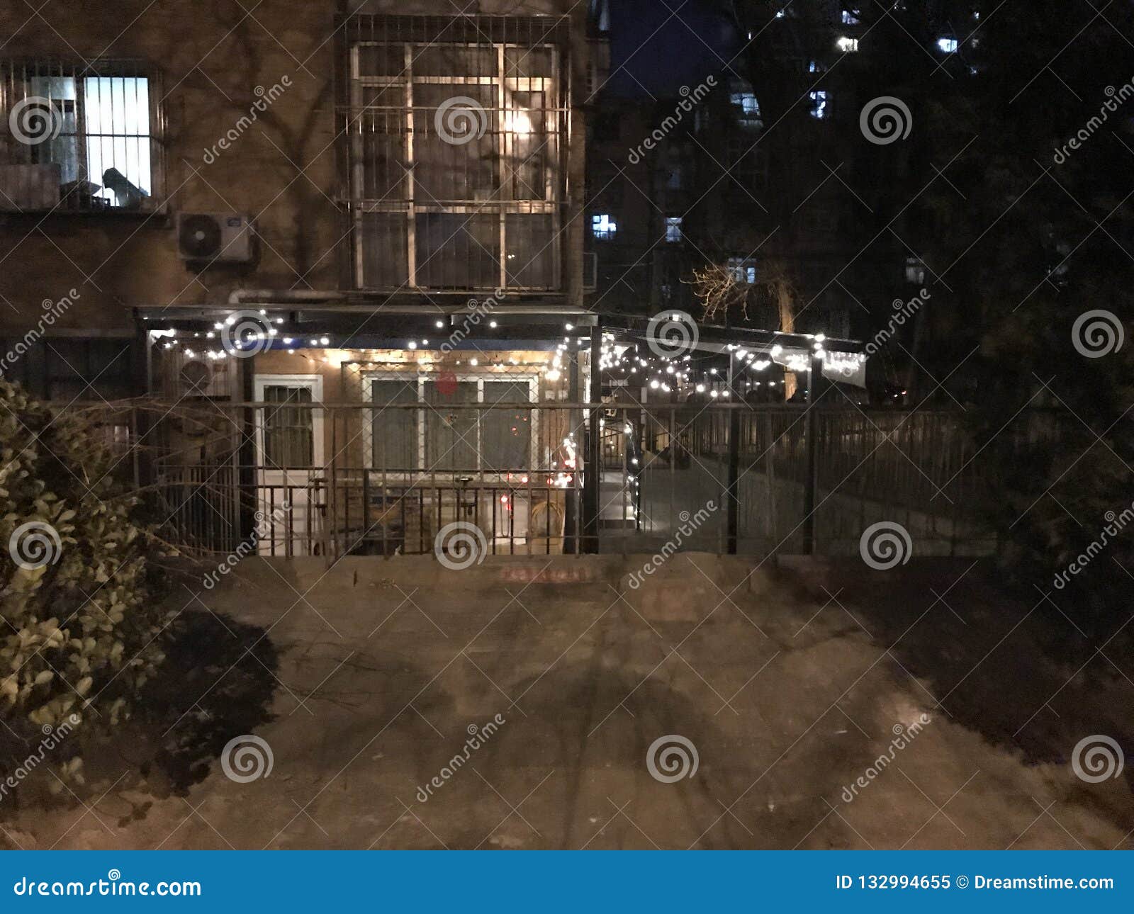 Building stock image. Image of door, night, building - 132994655