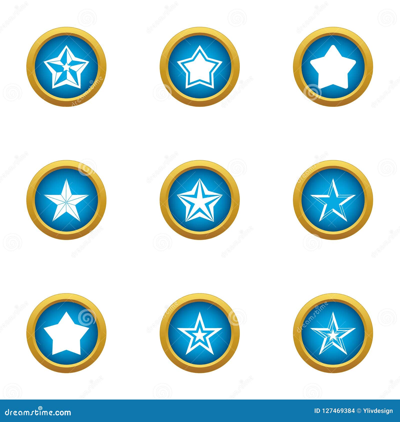 Starlight Icons Set, Flat Style Stock Vector - Illustration of ribbon ...