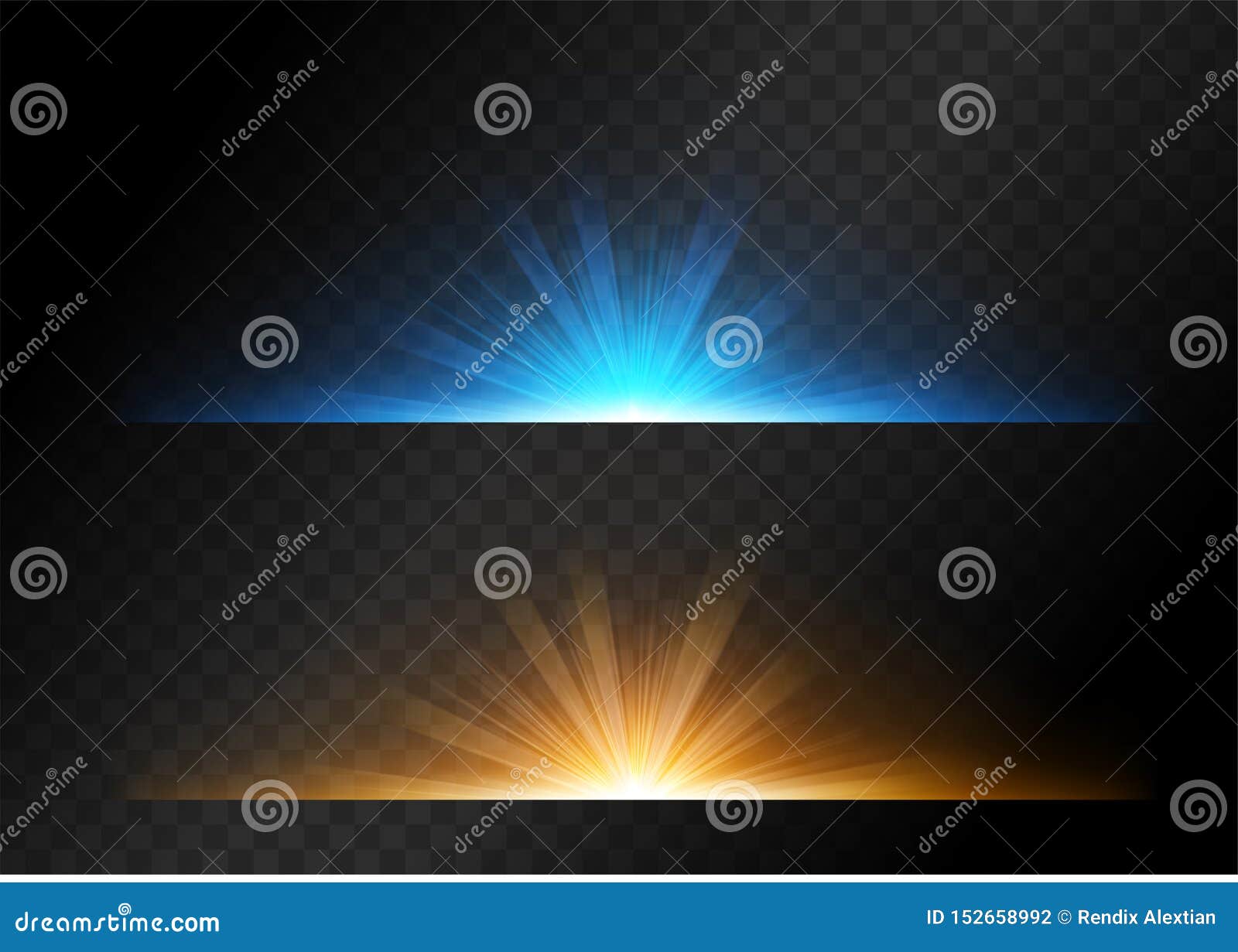 Starlight Sets with Yellow and Blue Color on Dark Transparent ...