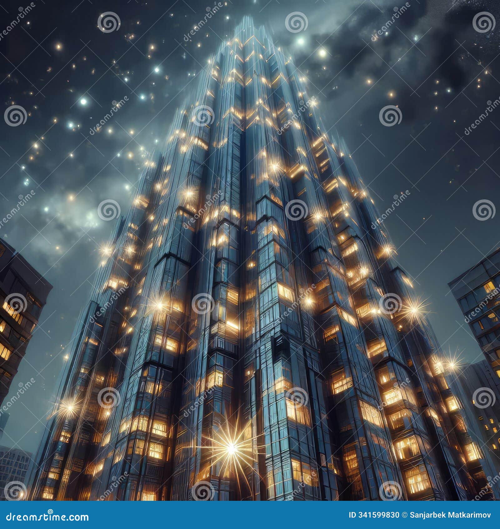 Starlight Skyscraper a Skyscraper with a Starlight Inspired Faca Stock ...