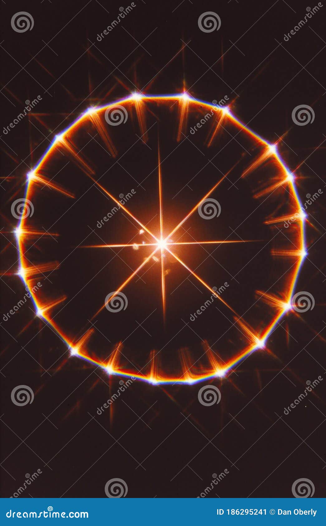 Starlight Surrounded by Circle of Light on Dark Background Stock Image ...