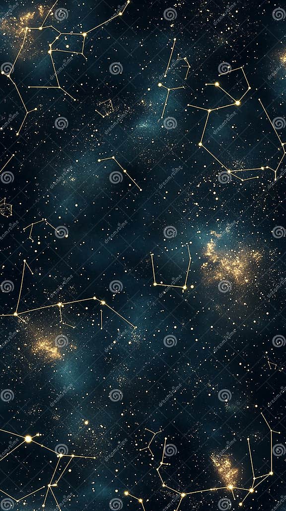 Starlit Constellations Seamless Pattern Design Stock Illustration ...