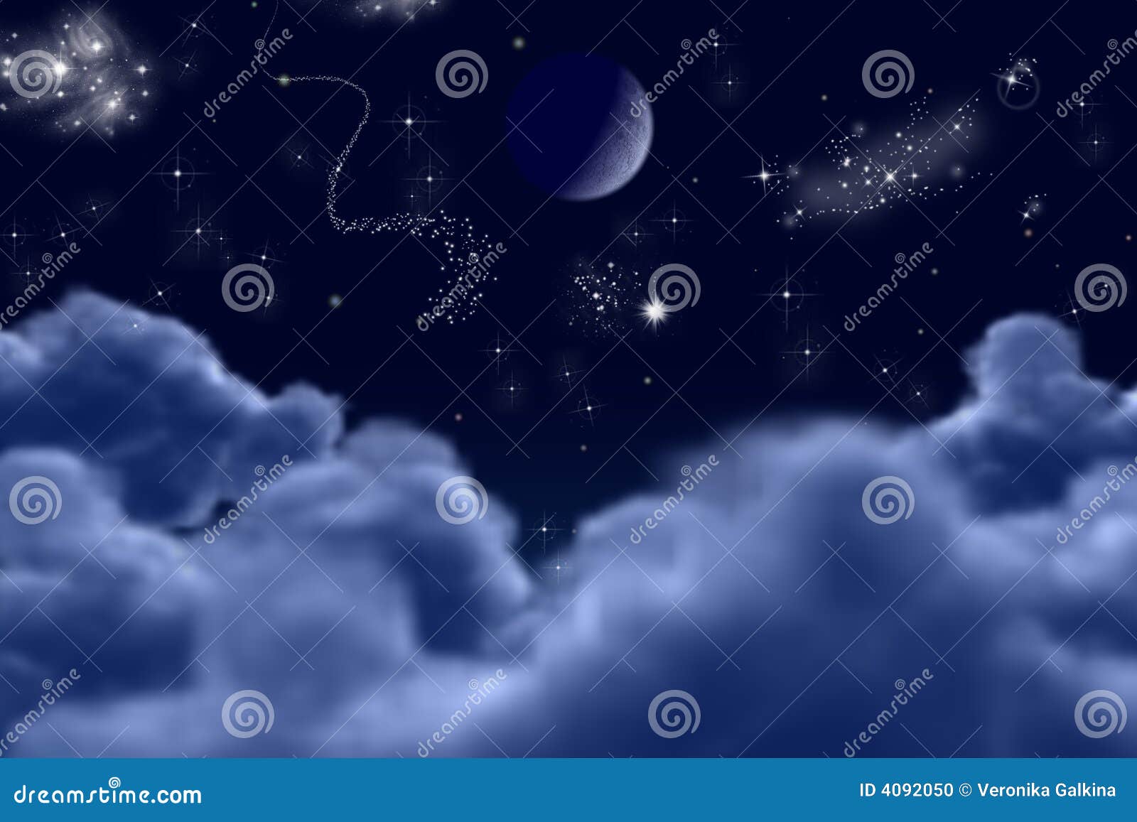 Starlit night stock illustration. Illustration of cloud - 4092050