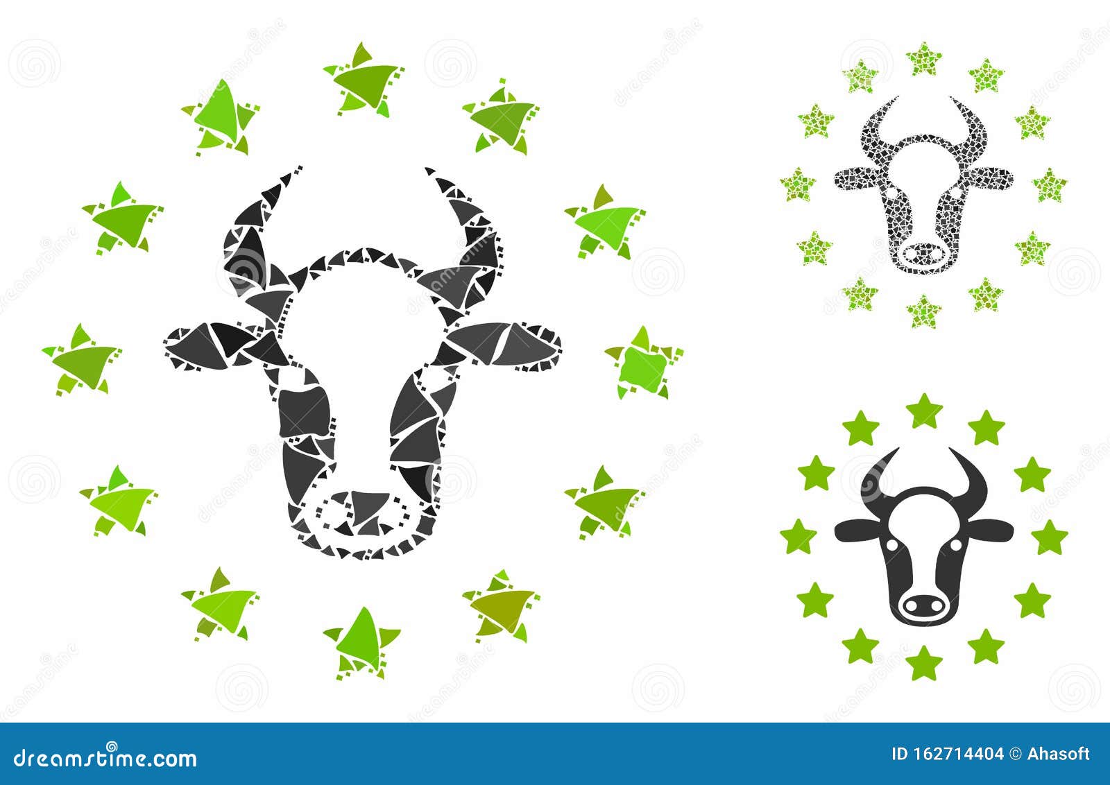 Starred Bull Mosaic Icon of Humpy Elements Stock Illustration ...