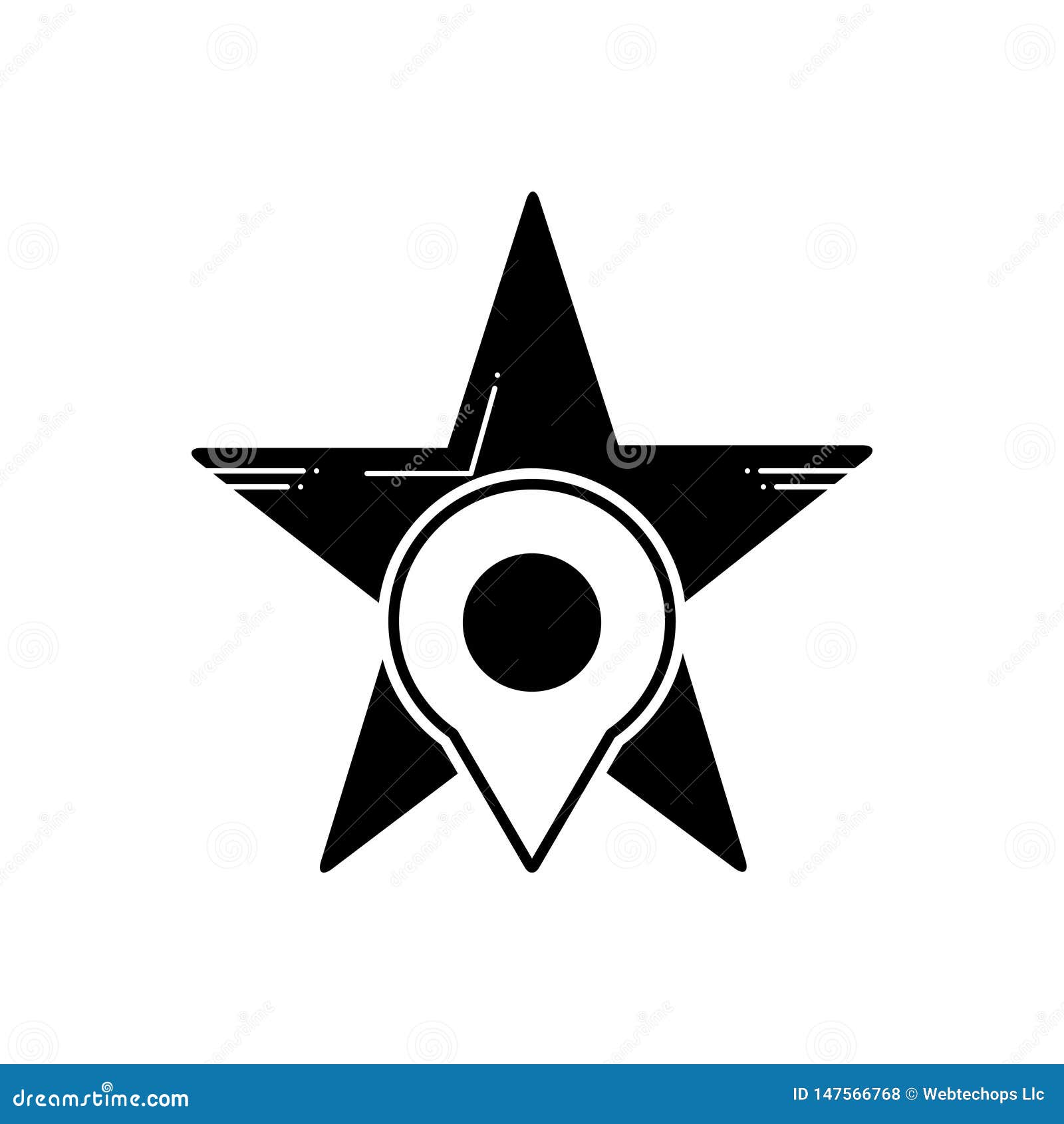 Black Solid Icon for Starred Location, Location and Geometric Stock ...