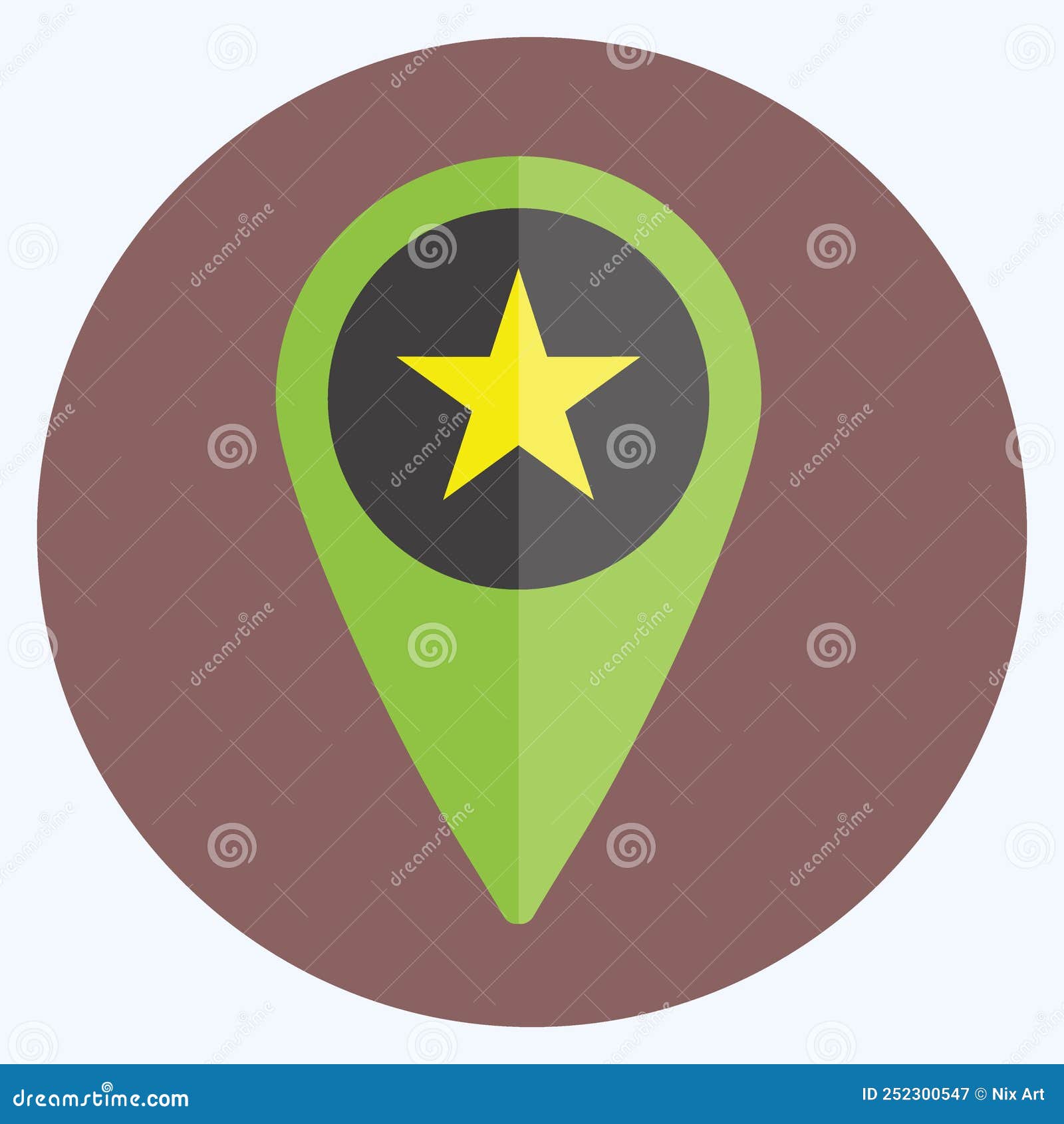Starred Location Icon in Trendy Flat Style Isolated on Soft Blue ...