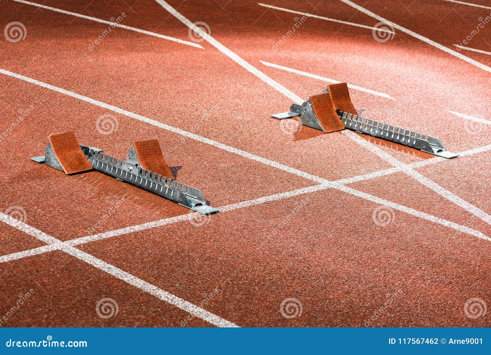 Starrting Blocks at Cindertrack of Athletics Stadium Stock Photo ...
