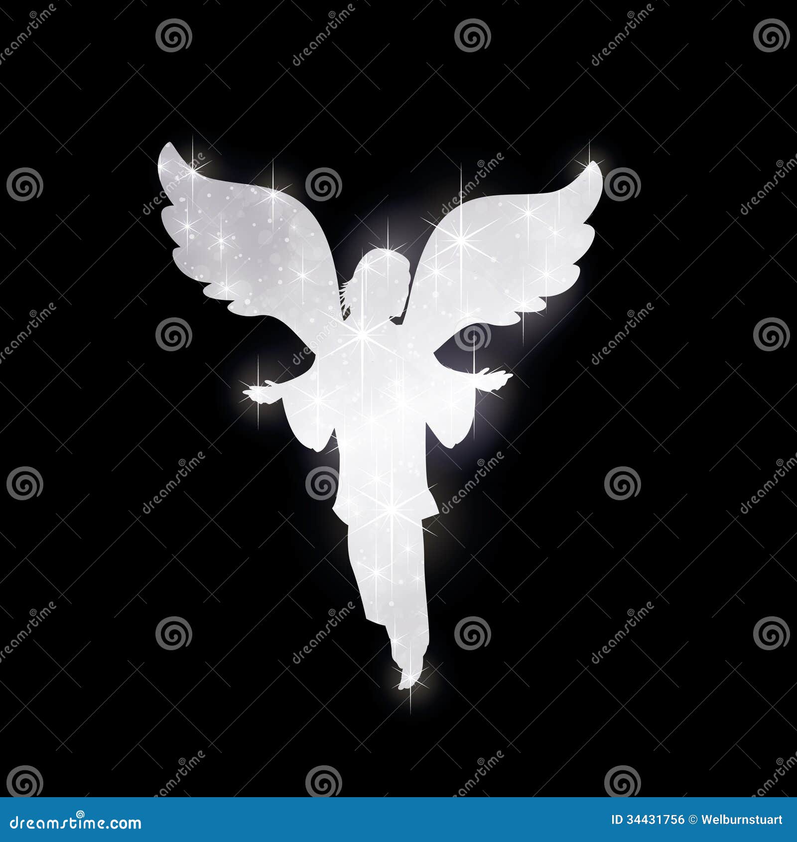 Starry angel silver stock vector. Illustration of starry - 34431756