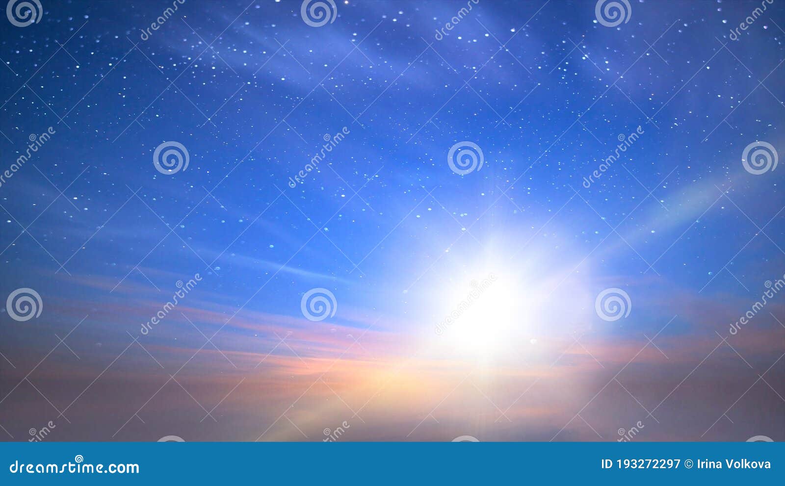Starry Blue Sky At Yellow Sunset Abstract Blue Yellow With White Neon ...