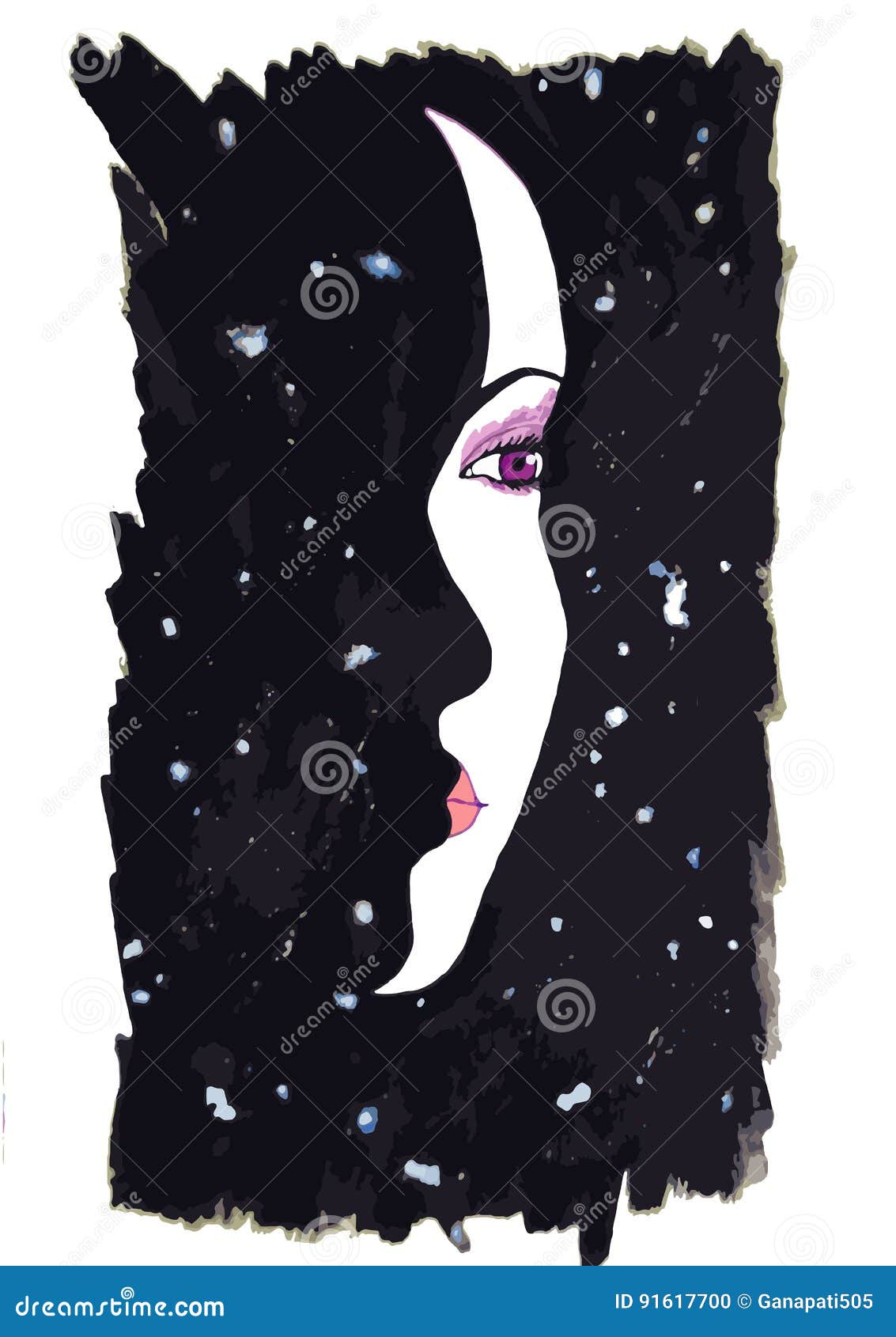 Starry Face stock vector. Illustration of purple, light - 91617700