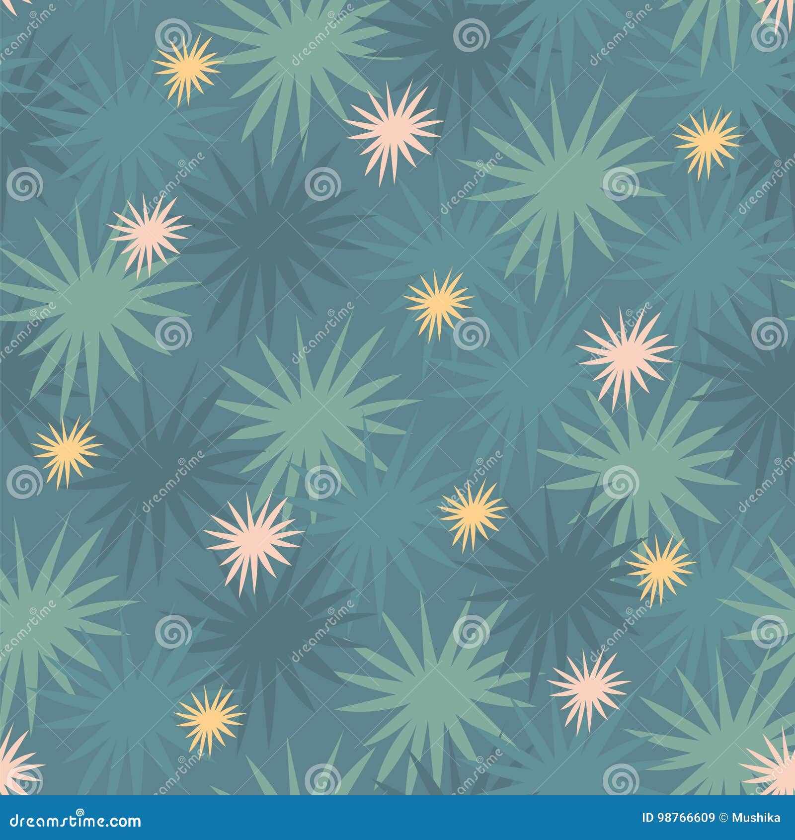 Starry Floral Abstract Flash Flare Seamless Pattern Stock Vector ...