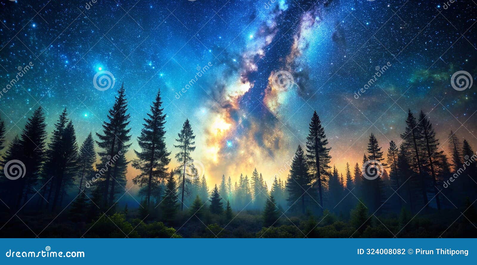 Starry Forest Night A Mesmerizing View Of A Dense Forest Under A Star ...