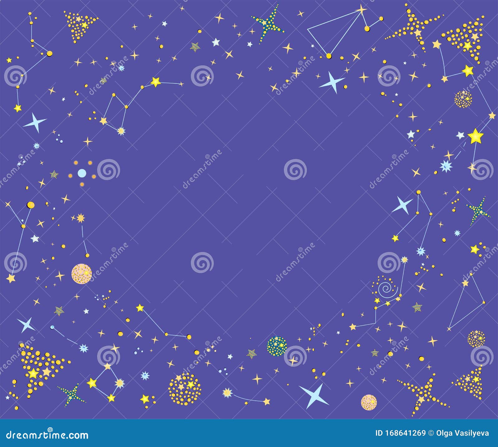 Starry Frame with Stars, Planets, Constellations and Empty Space for ...