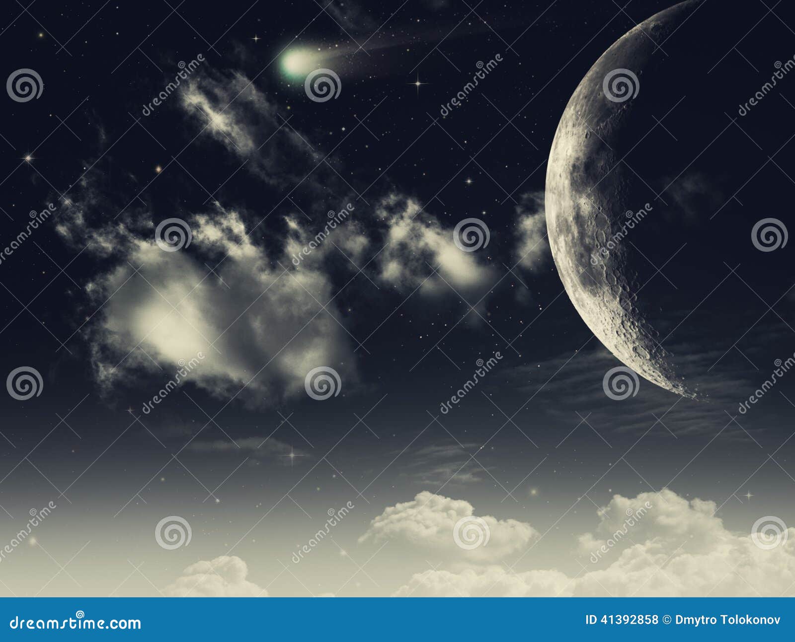 Starry midnight stock photo. Image of magic, clouds, fantasy - 41392858
