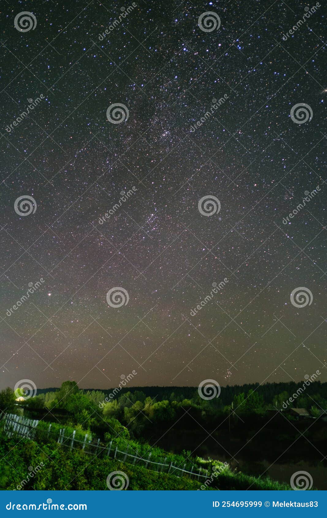 Starry Night in the Countryside in Summer Stock Image - Image of stars ...