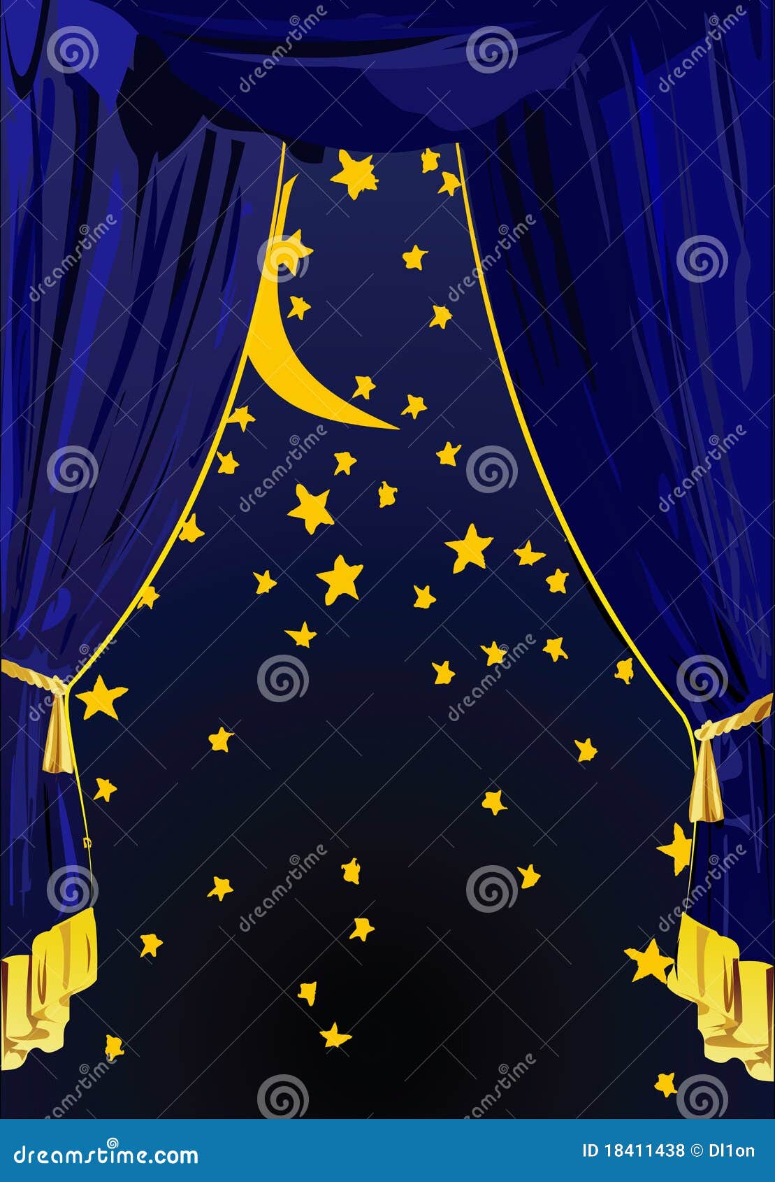 Starry Night Curtains Vector Background Stock Vector - Illustration of ...