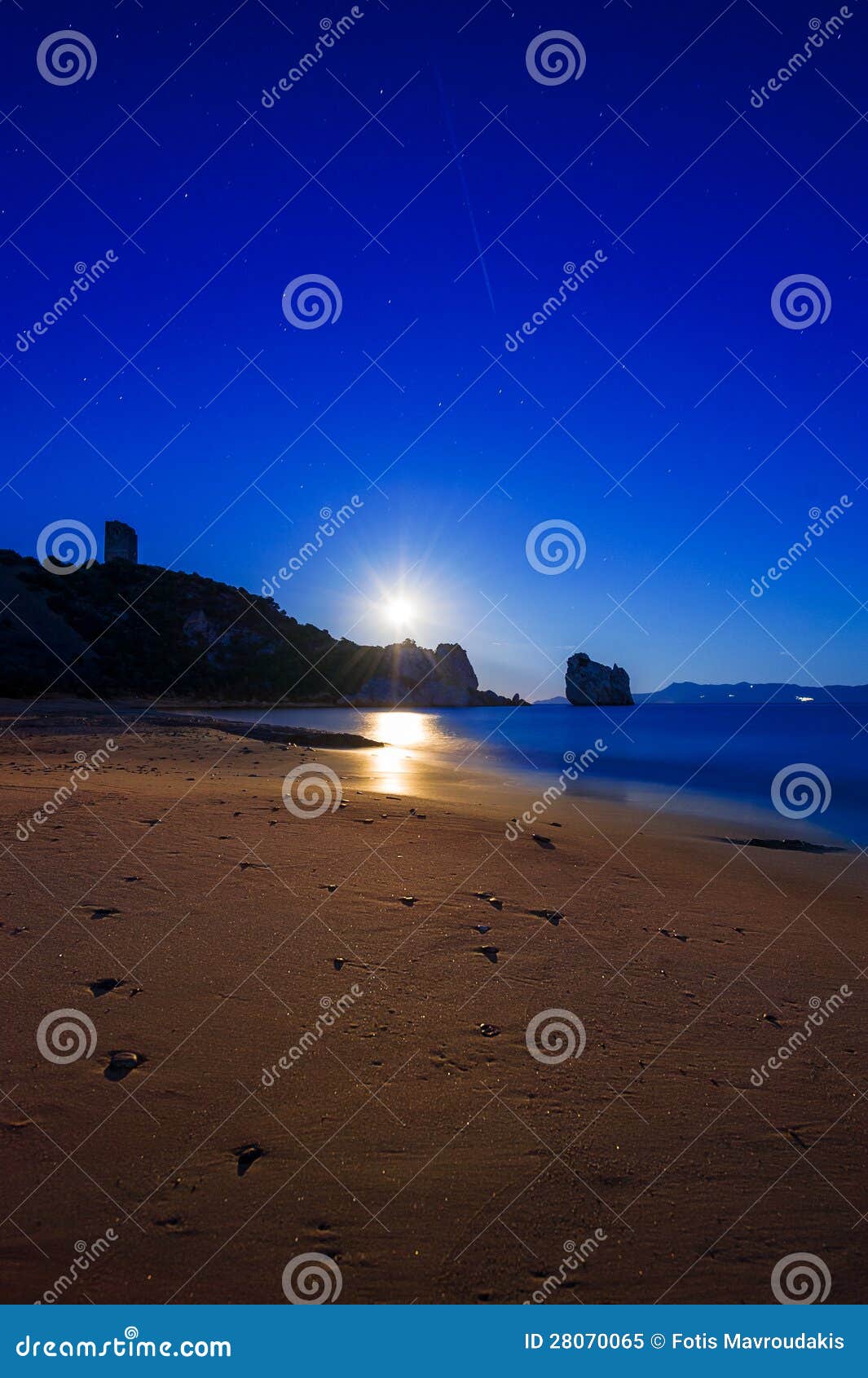 Starry Night with Full Moon Sunrise Stock Image - Image of brown ...
