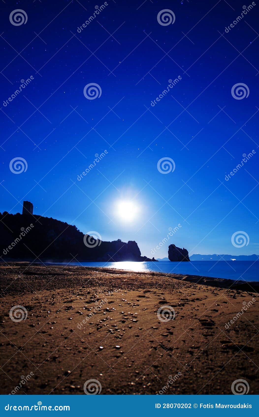 Starry Night with Full Moon Sunrise Stock Photo - Image of peace ...