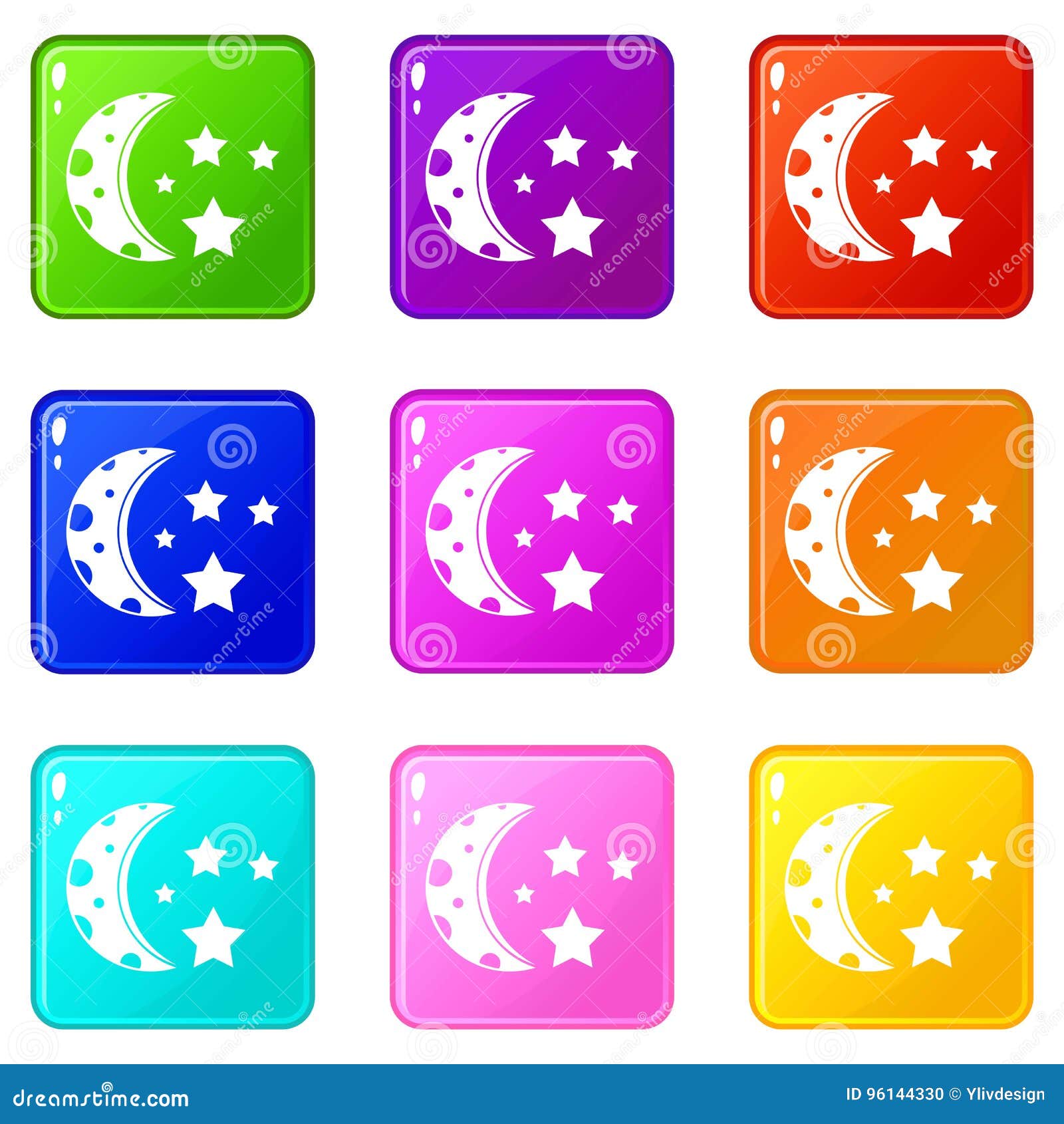 Starry night icons 9 set stock vector. Illustration of nature - 96144330