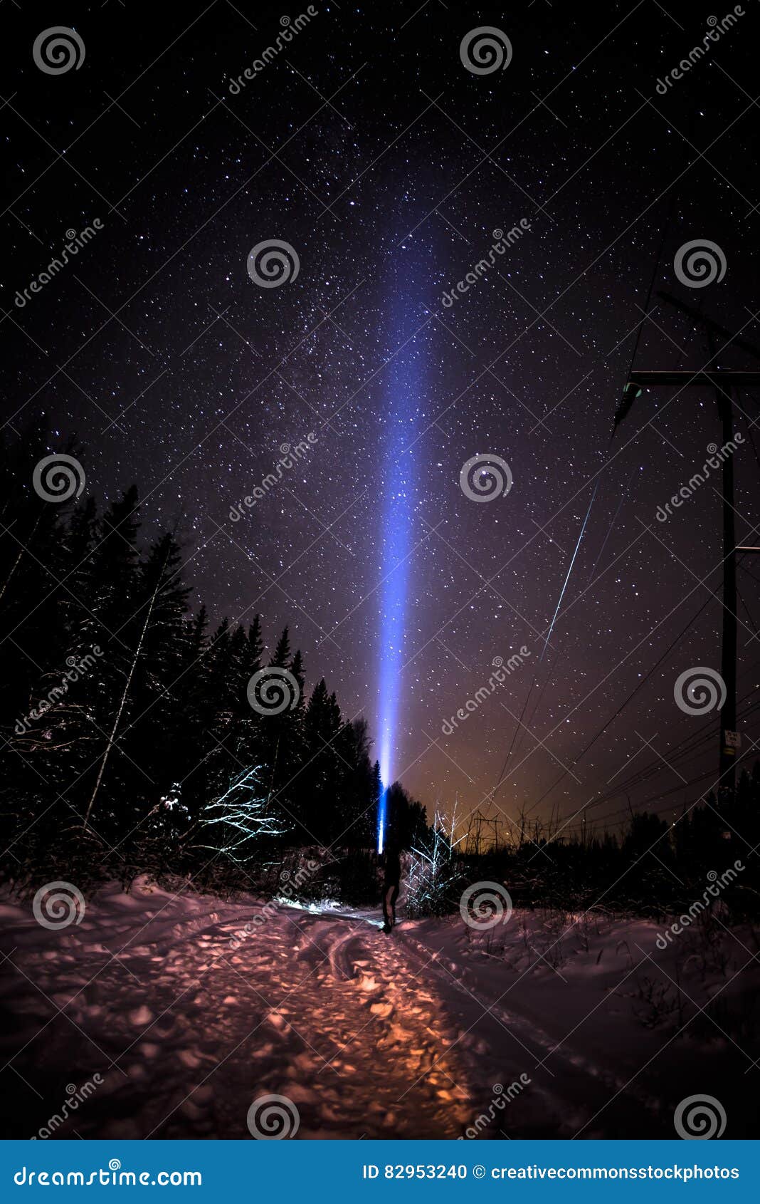 Starry Night With Light Beam Picture. Image: 82953240